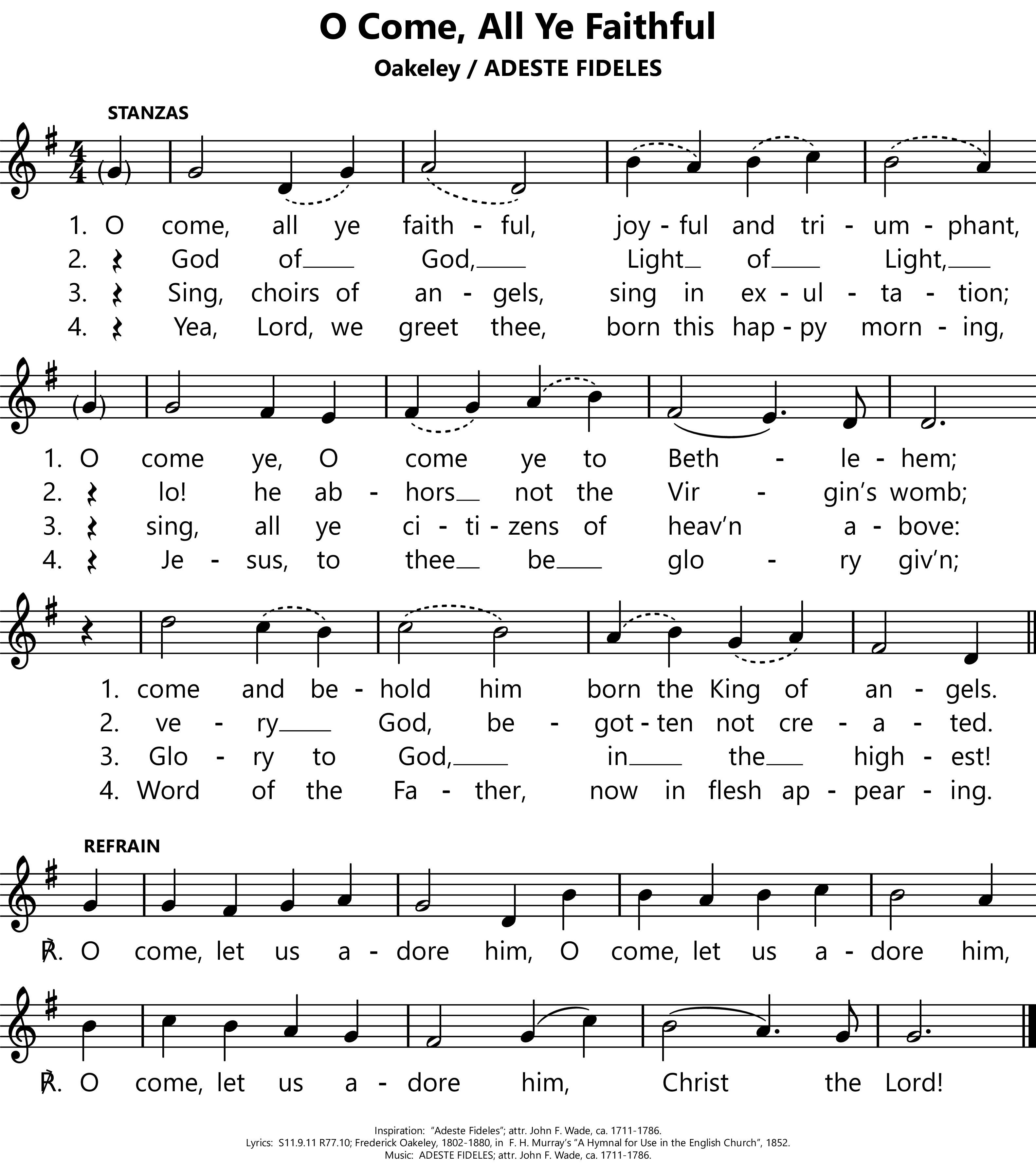Adeste fideles [Wade]: O Come, All Ye Faithful [Frederick Oakeley]